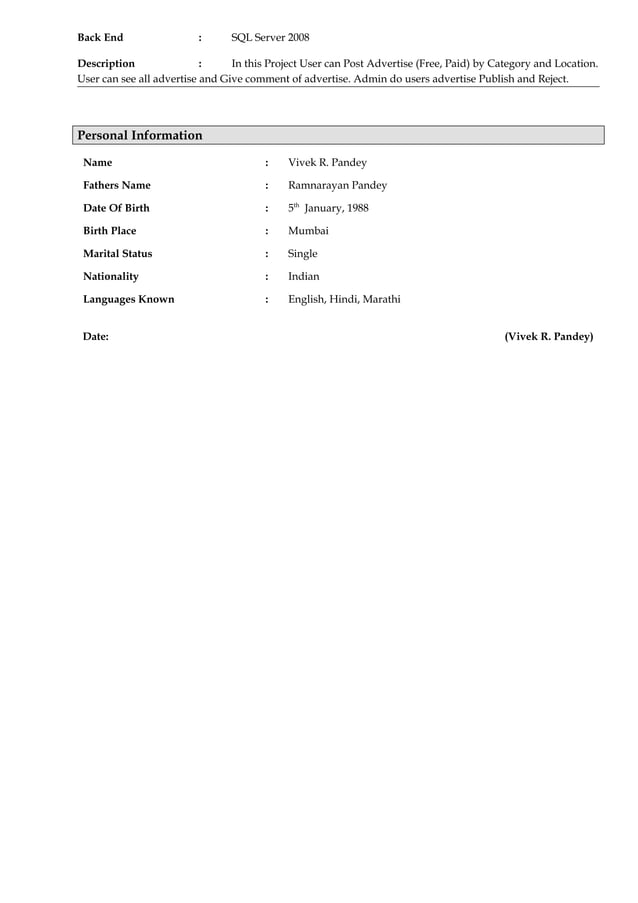 Vivek resume | PDF | Free Download