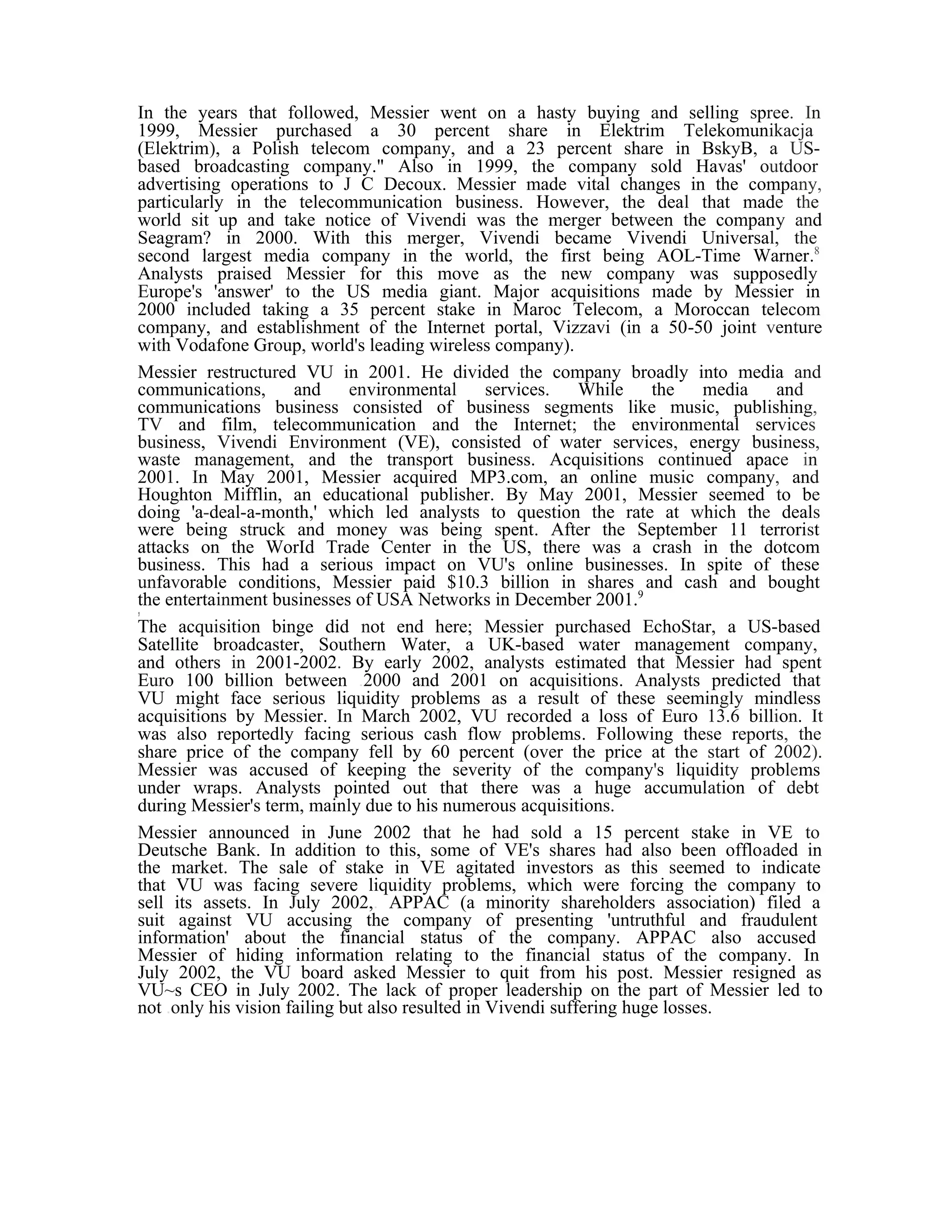 Vivendi failure of vision- cs | DOC