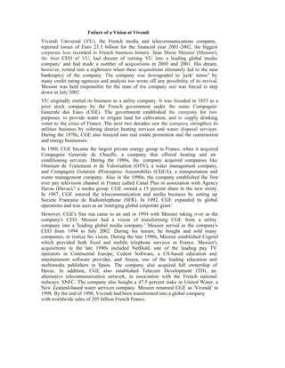 Vivendi failure of vision- cs | DOC
