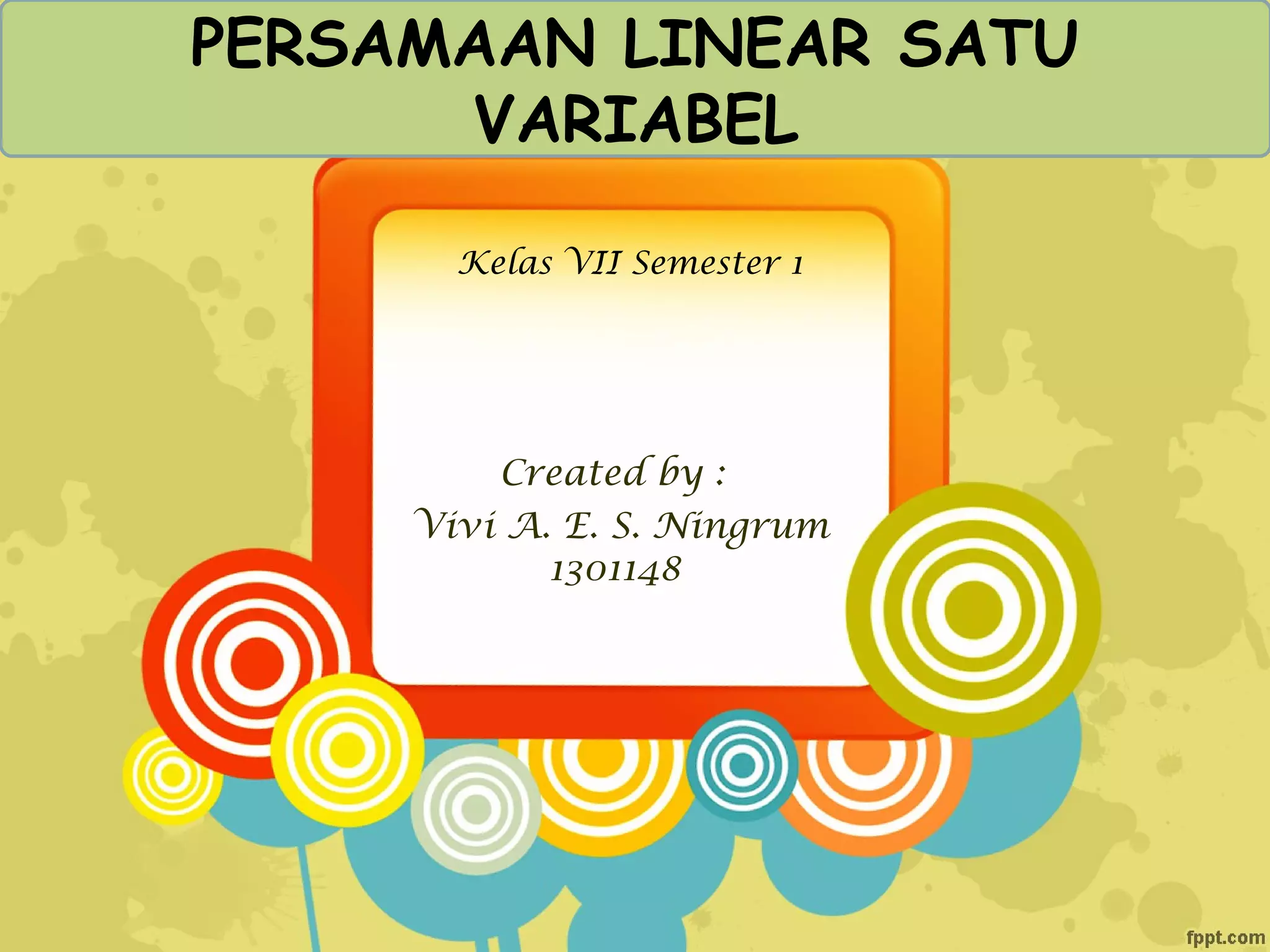 Persamaan Linear Satu Variabel (PLSV) | PPT