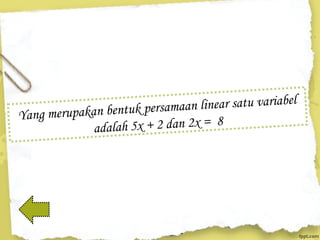 Persamaan Linear Satu Variabel (PLSV) | PPT