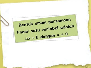 Persamaan Linear Satu Variabel (PLSV) | PPT