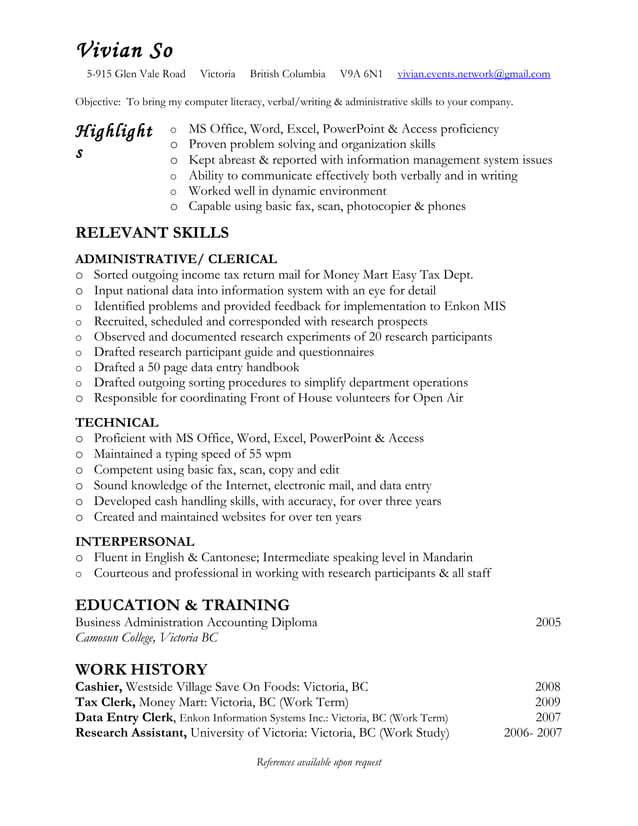 Vivian So Resume | DOC