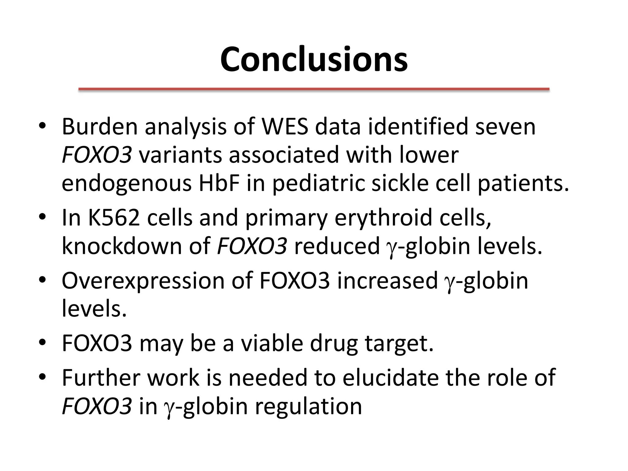FOXO3 Regulates Fetal Hemoglobin Levels in Sickle Cell Anemia | PDF