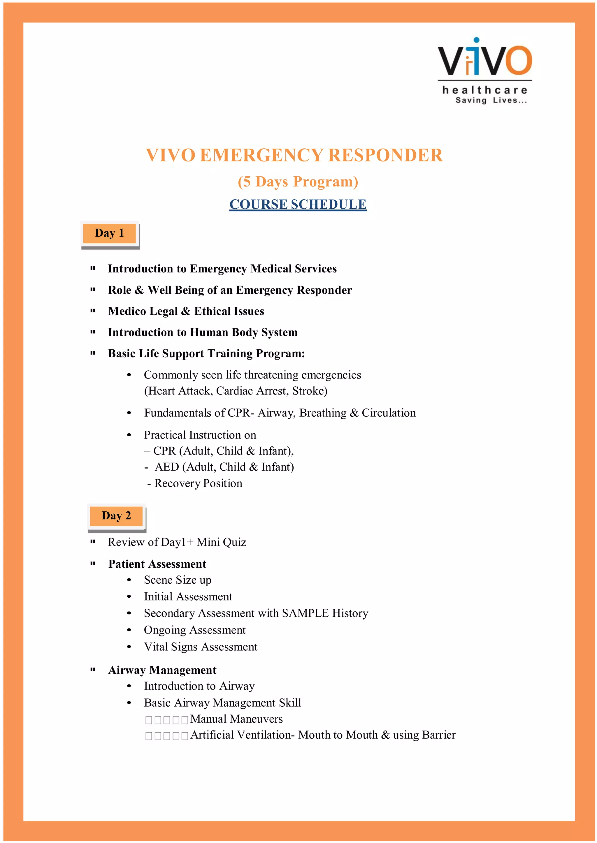Emergency Responder Course Contents | PDF