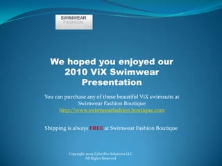 Vi X Swimwear 2010 Collection | PPTX