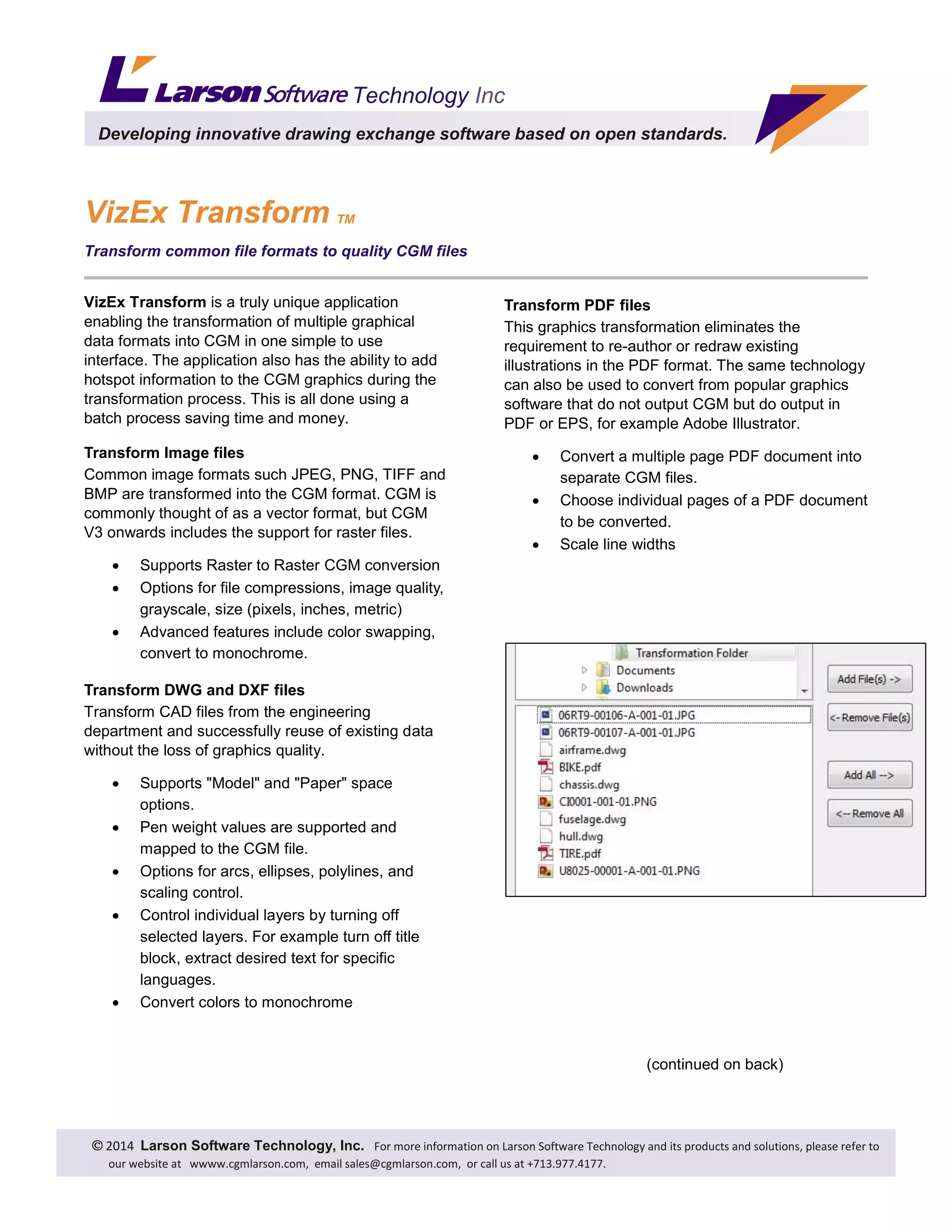 VizEx Transform Datasheet | PDF