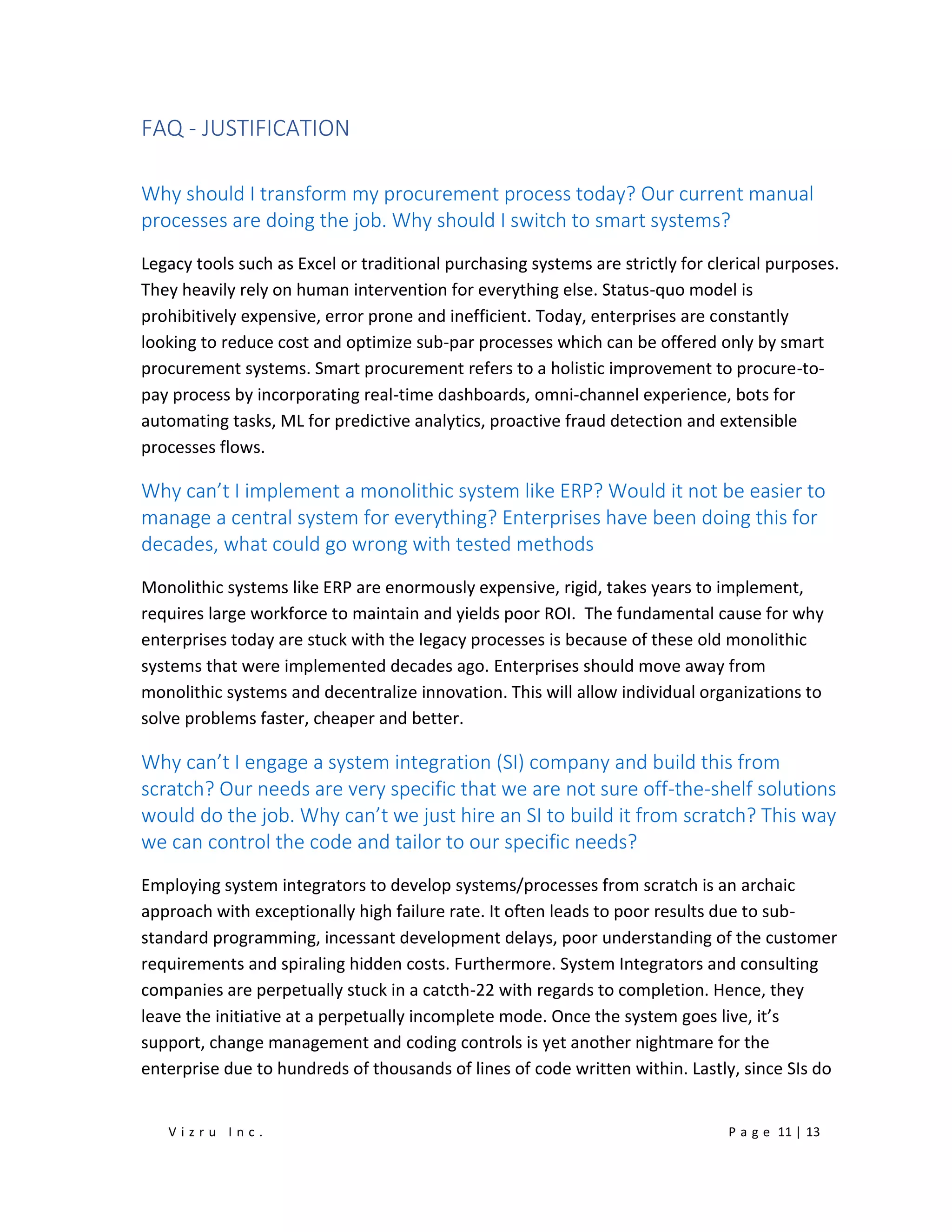 Vizru Smart Procurement Framework | PDF