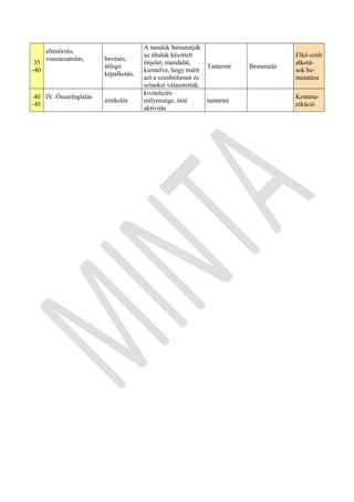Vizuális kultúra 8.oszt. óravázlat | DOC