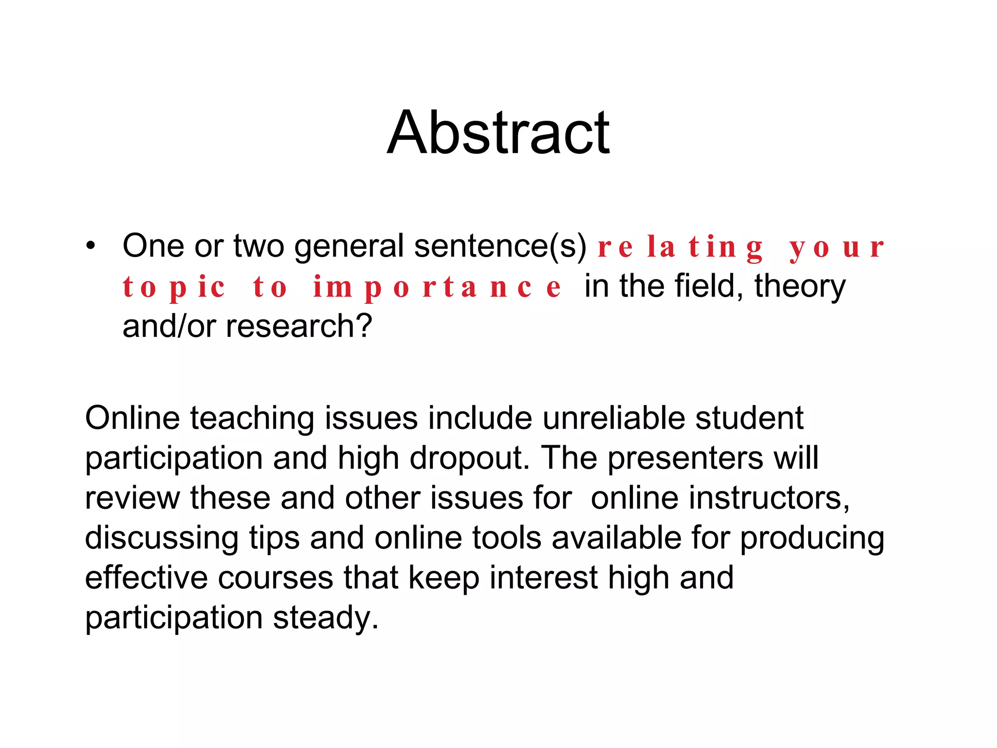 Writing Conference Proposals | PPT