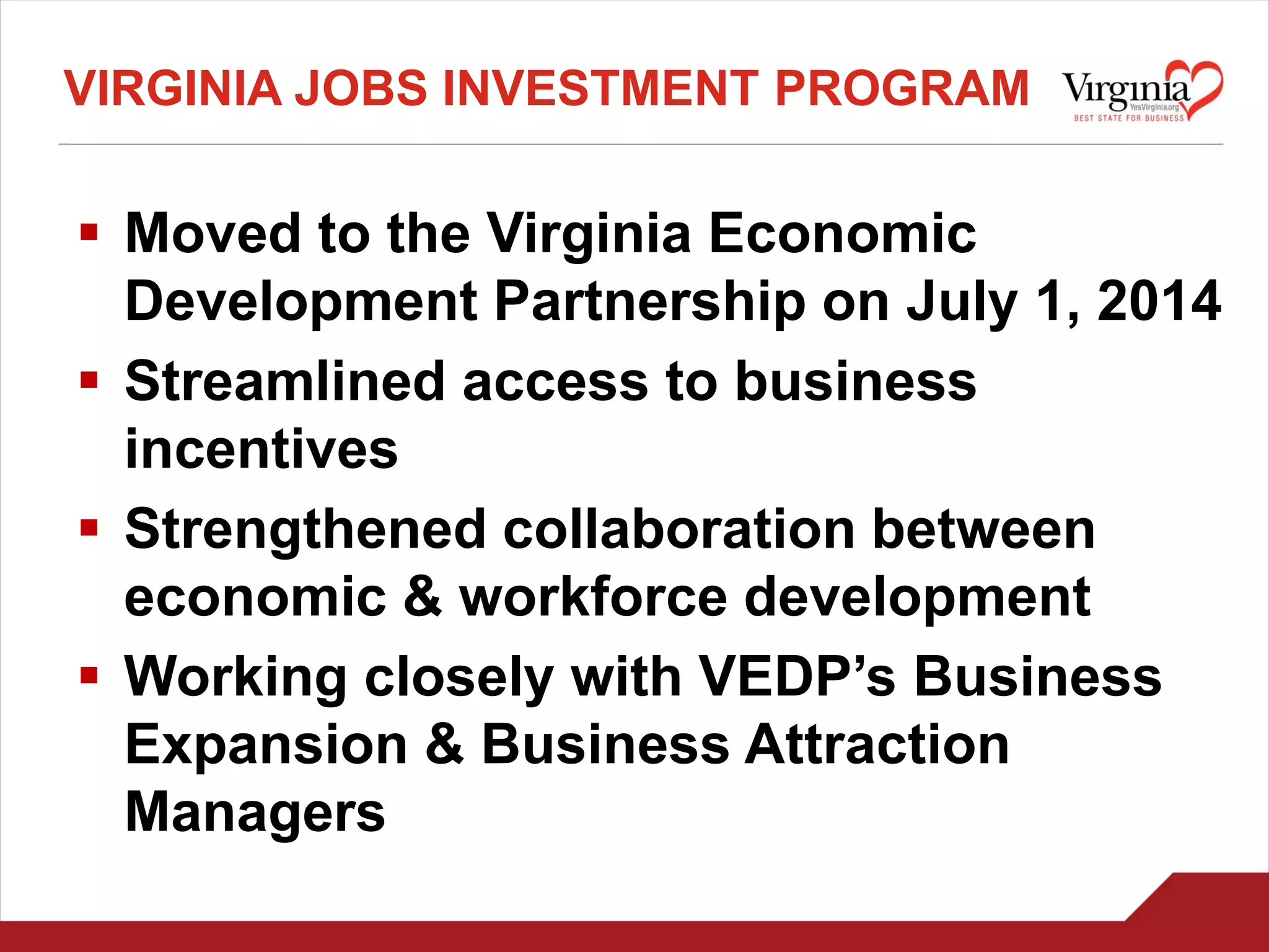 Virginia Jobs Investment Program Overview | PDF