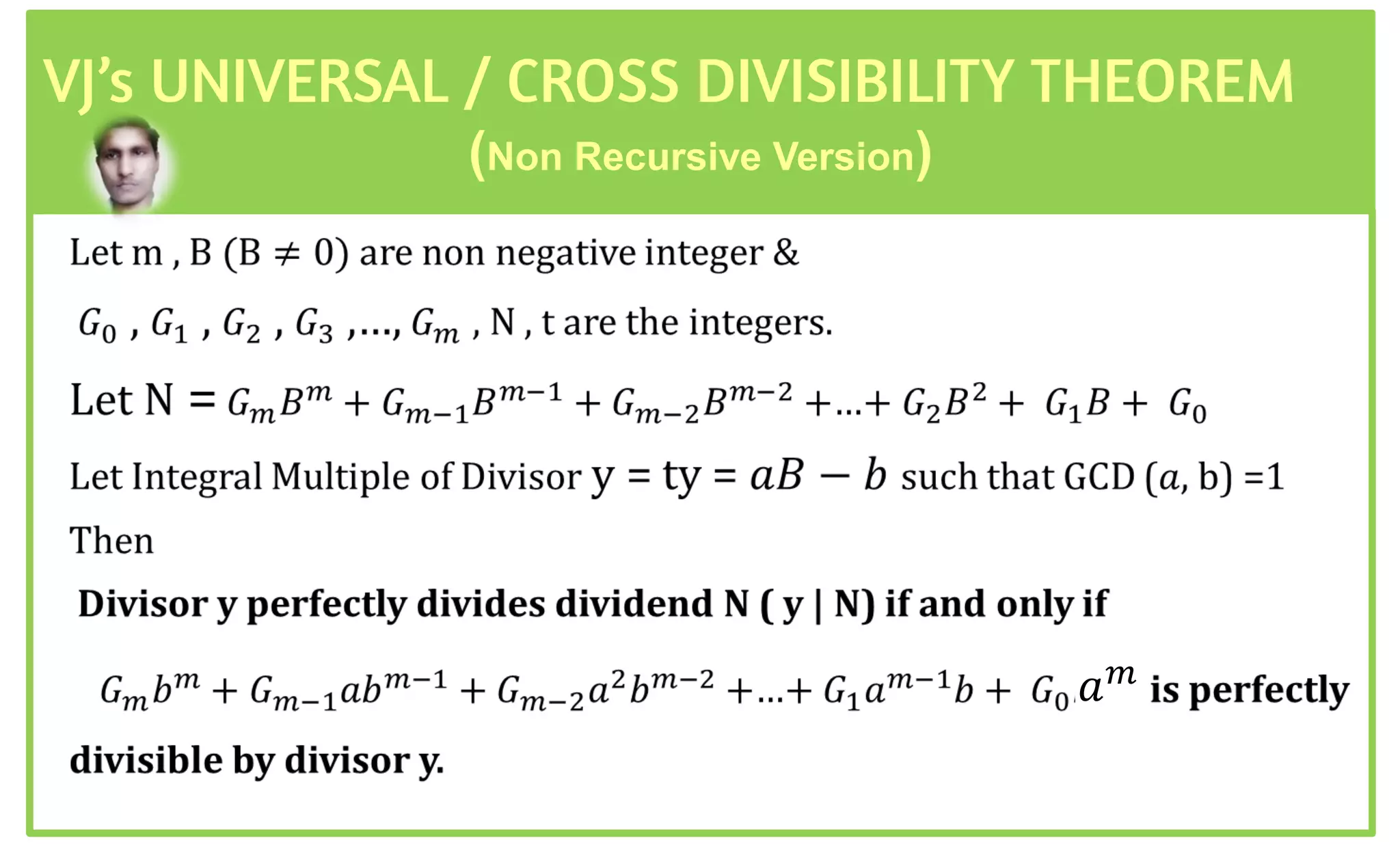VJ's Cross Divisibility Theorem | PPT
