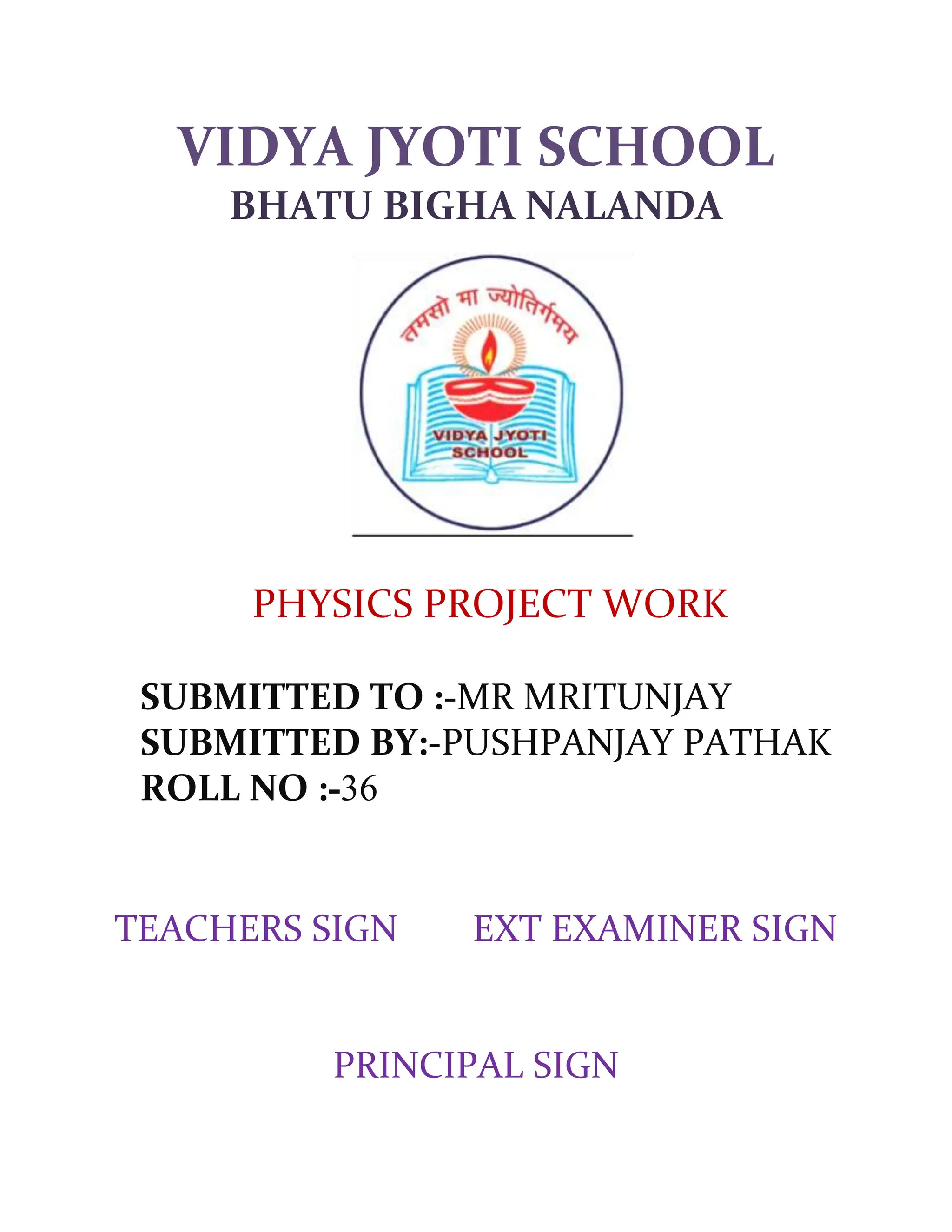 vjs physics project work.docx investigatory project work | PDF