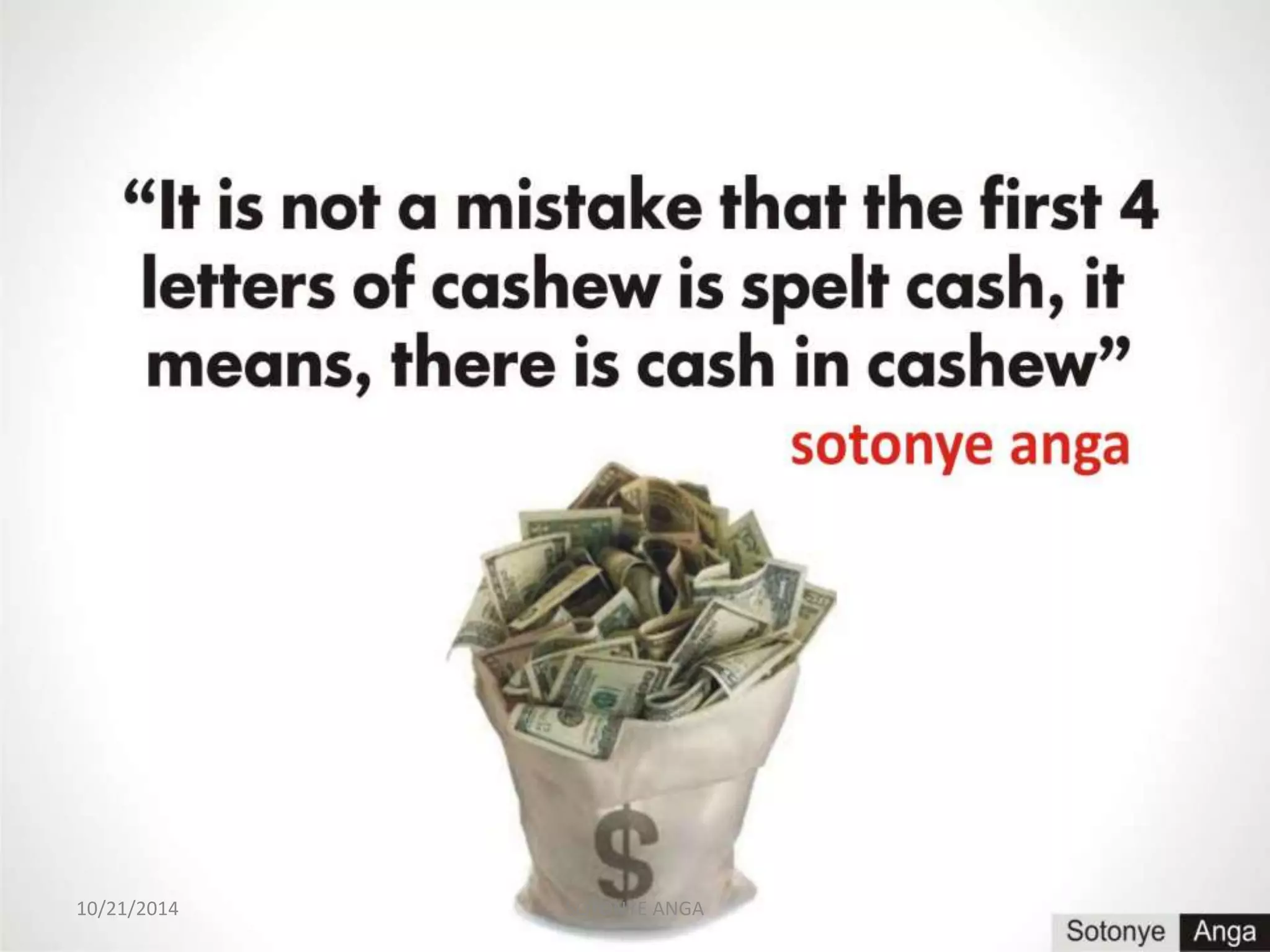 There is cash in cashew by sotonye anga. kogi 2014pptx | PPTX