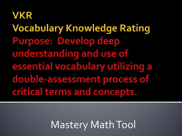 Vocabulary Knowledge Rating | PPT