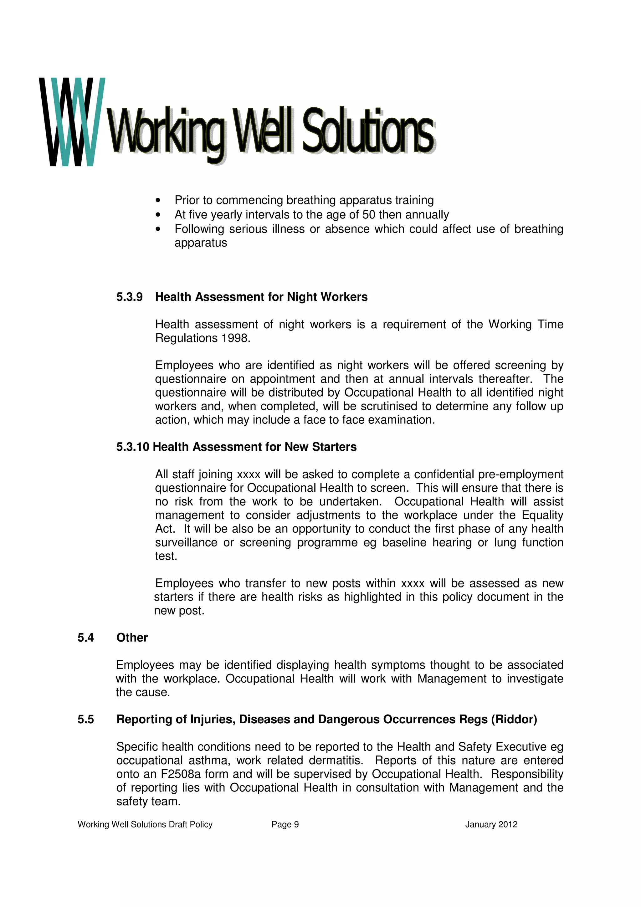 Health supervision policy for the workplace | PDF