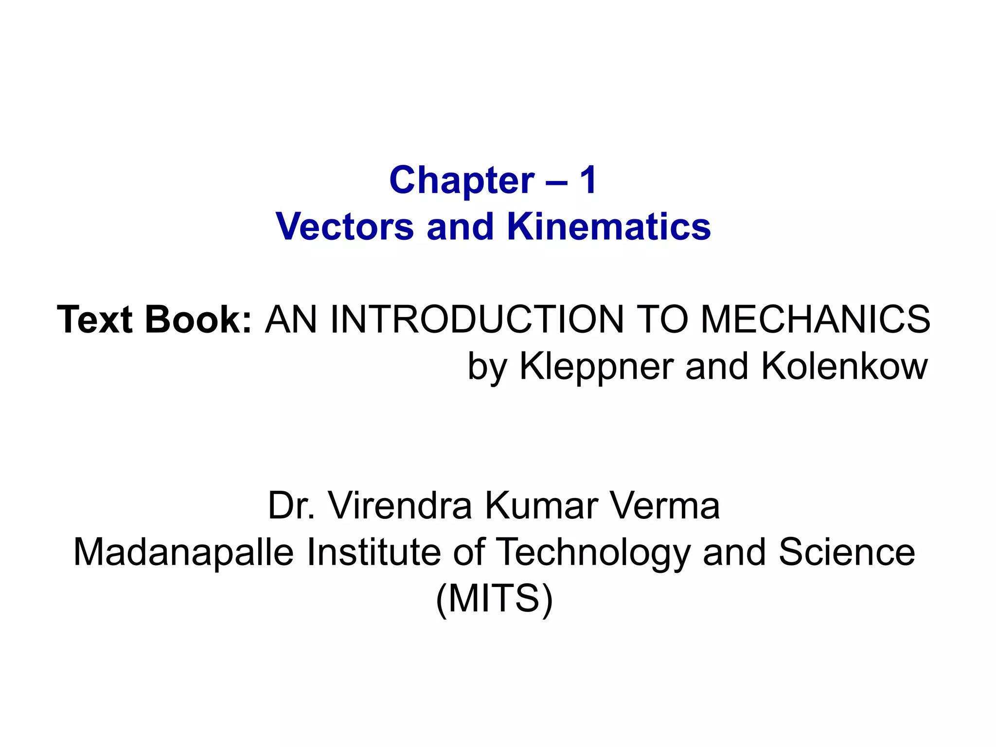 Vectors and Kinematics | PPTX