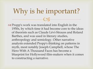 Vladimir propp reseach | PPTX