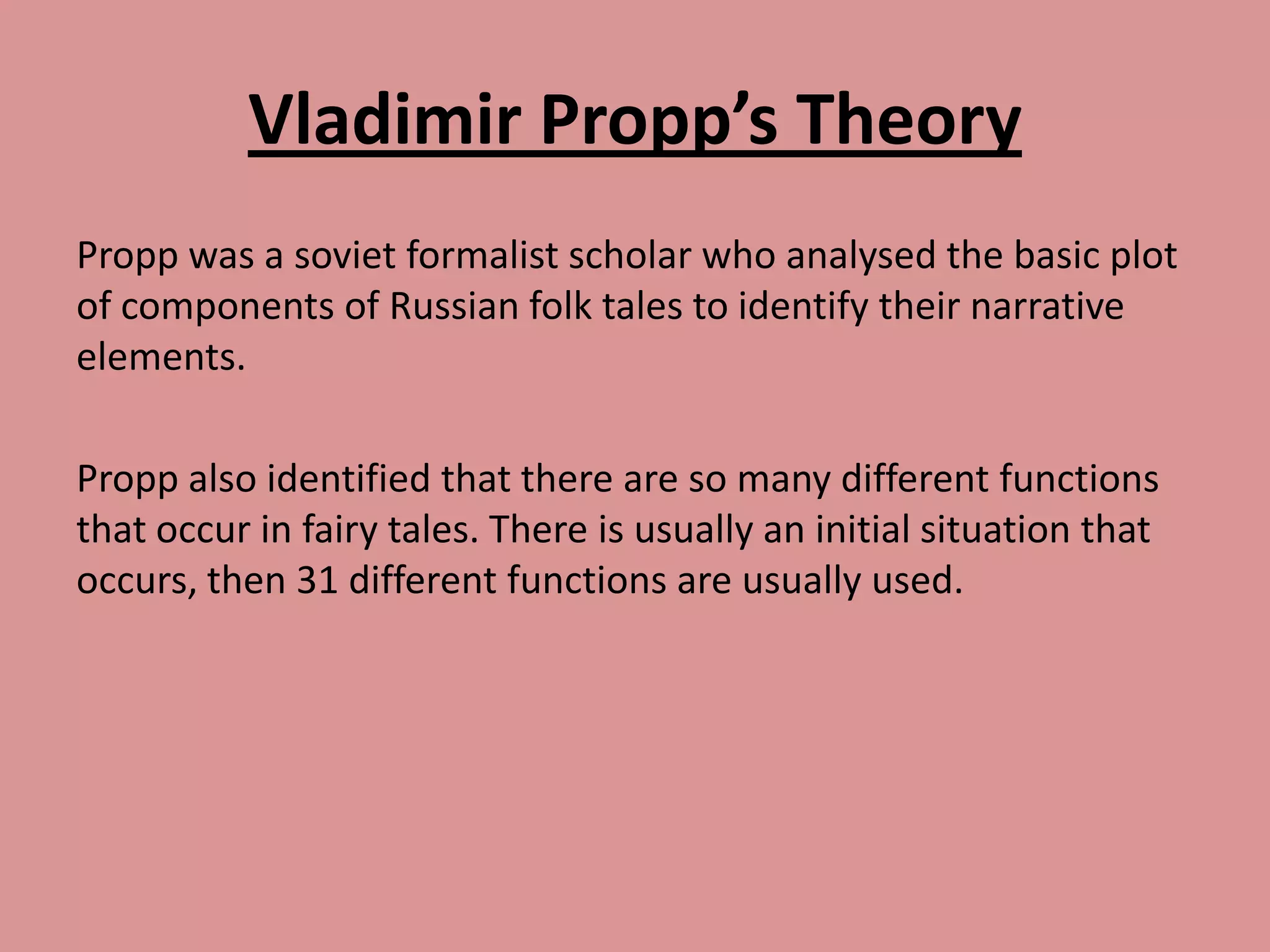 Vladimir propps theory | PPTX