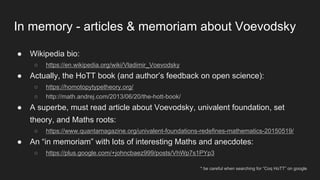 In memoriam - Vladimir Voevodsky | PPT