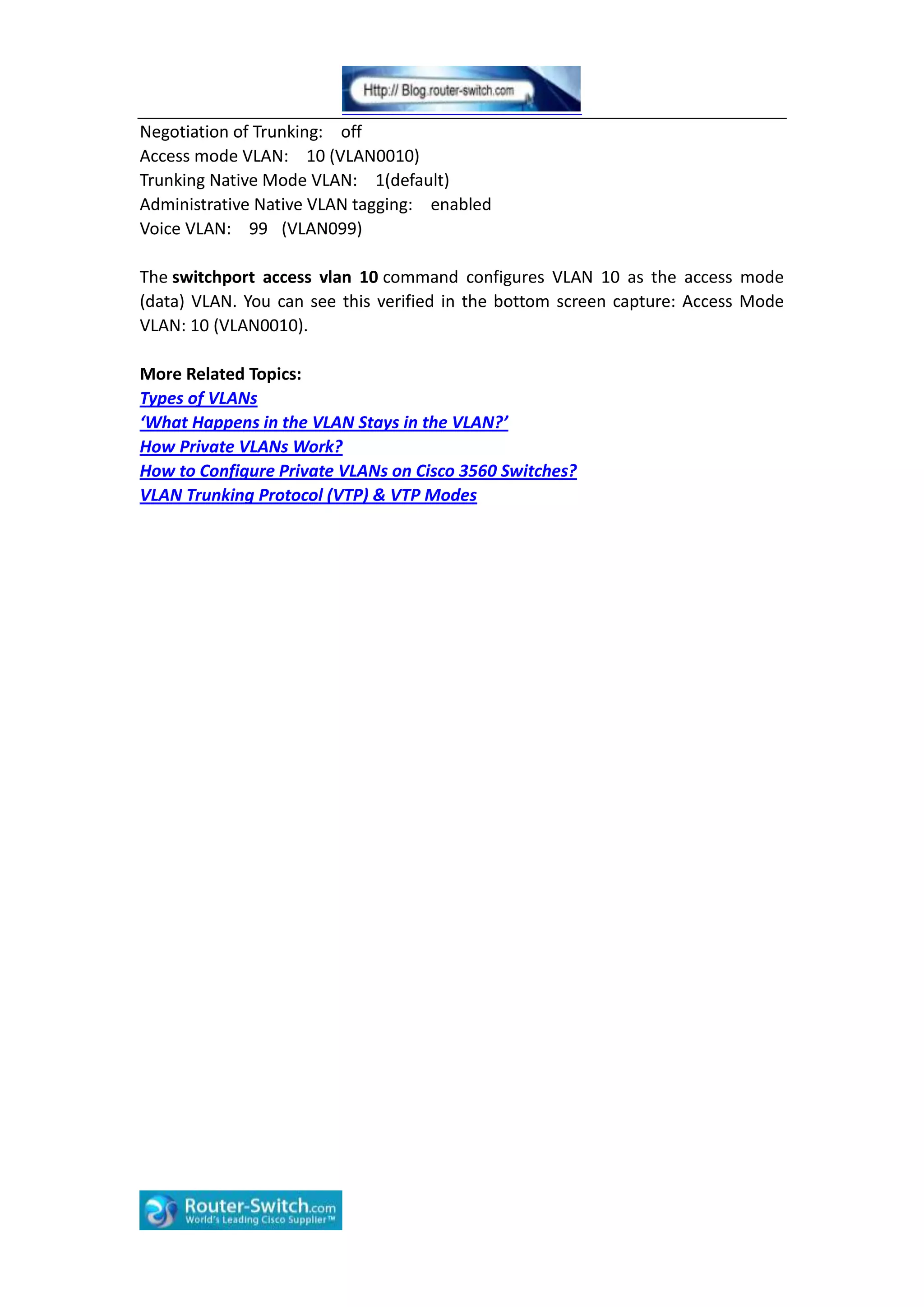 Vlan switch port modes | DOCX