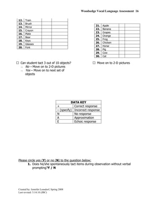 Vocal Verbal Assessment | DOCX