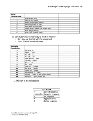 Vocal Verbal Assessment | DOCX