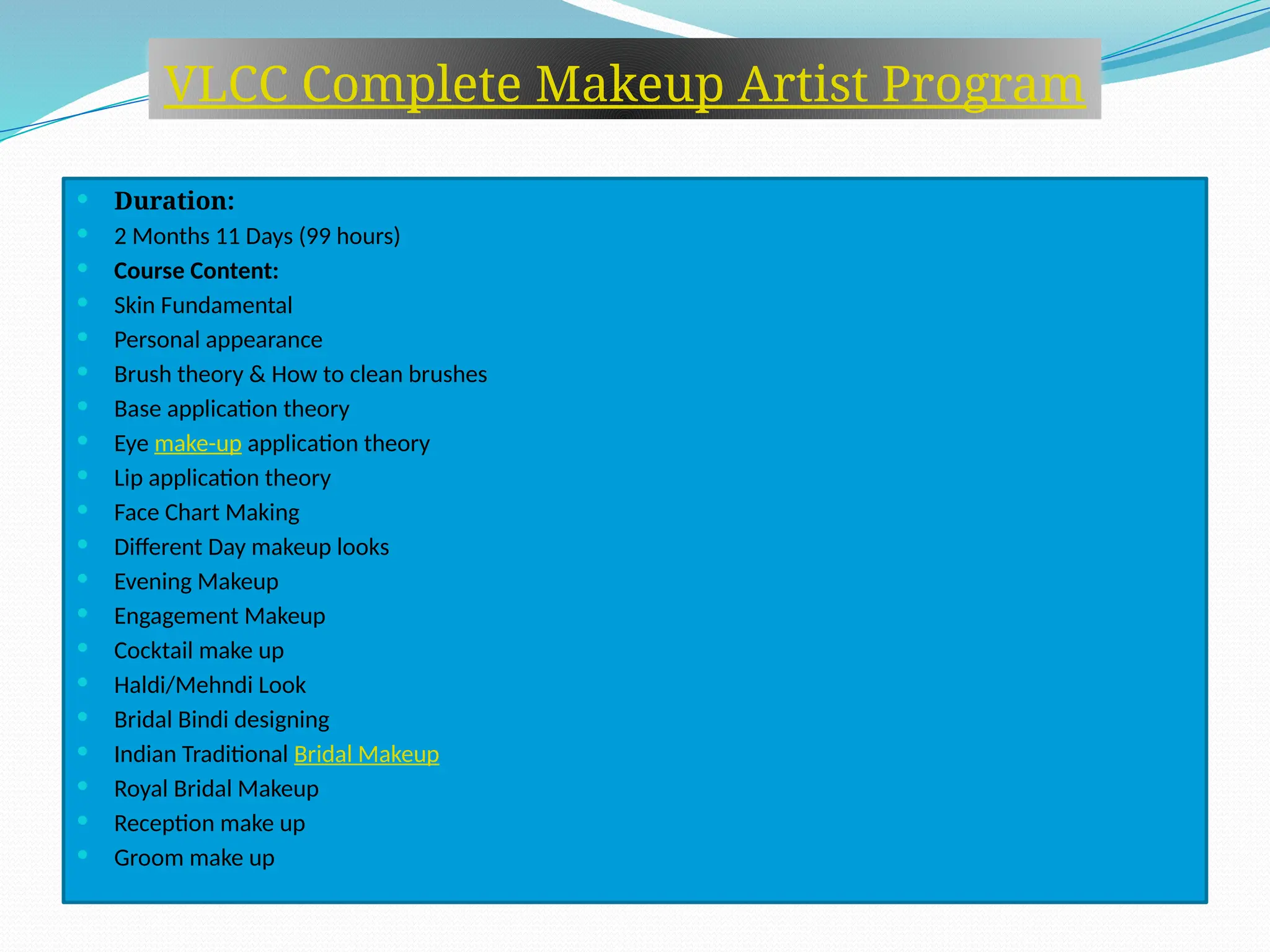 VLCC Institute Complete Makeup Artist Program | PPT