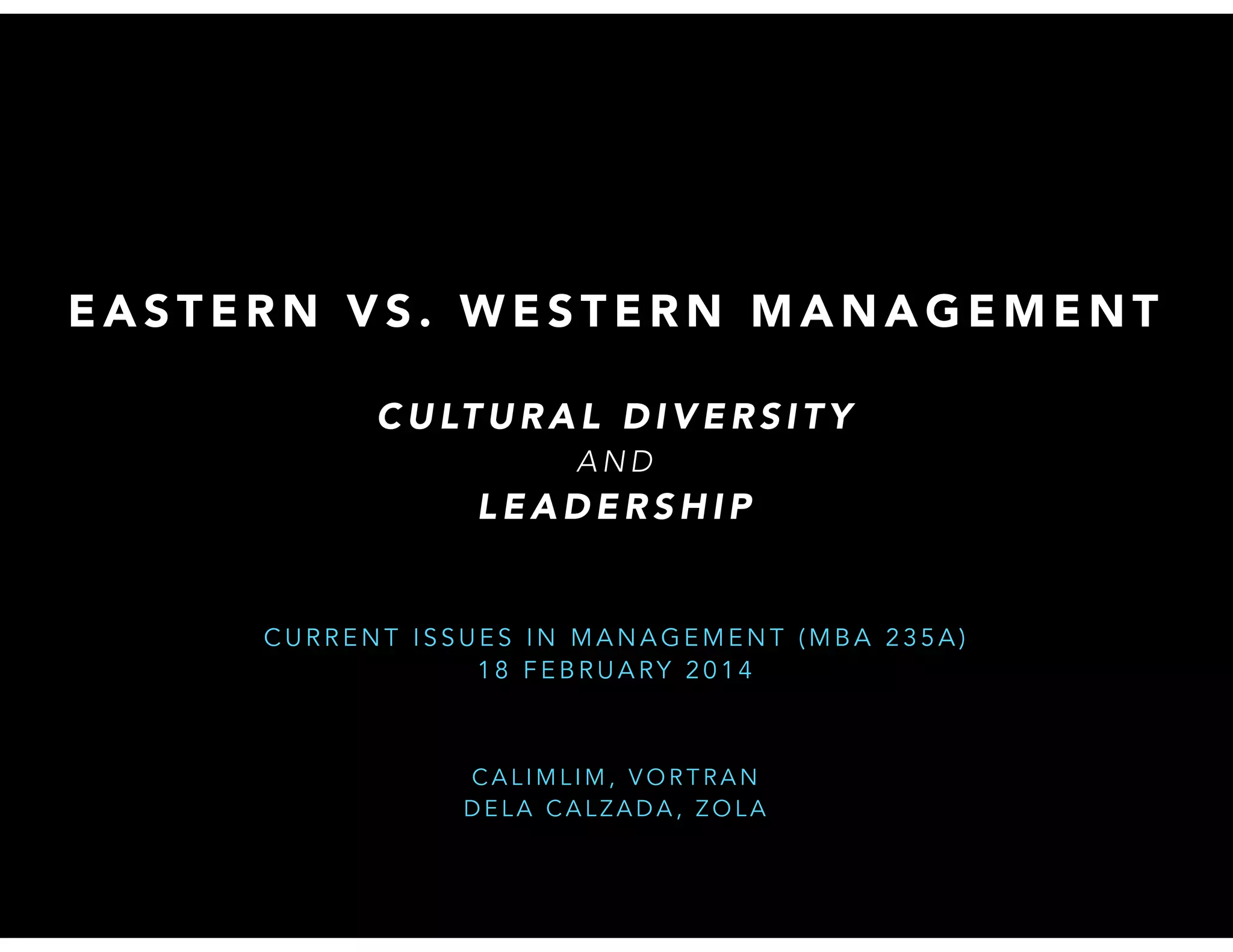 Eastern vs. Western Management | PDF