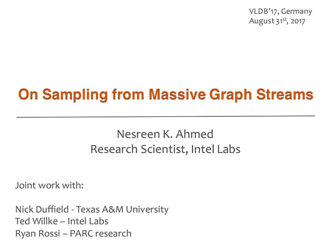 On Sampling from Massive Graph Streams | PDF