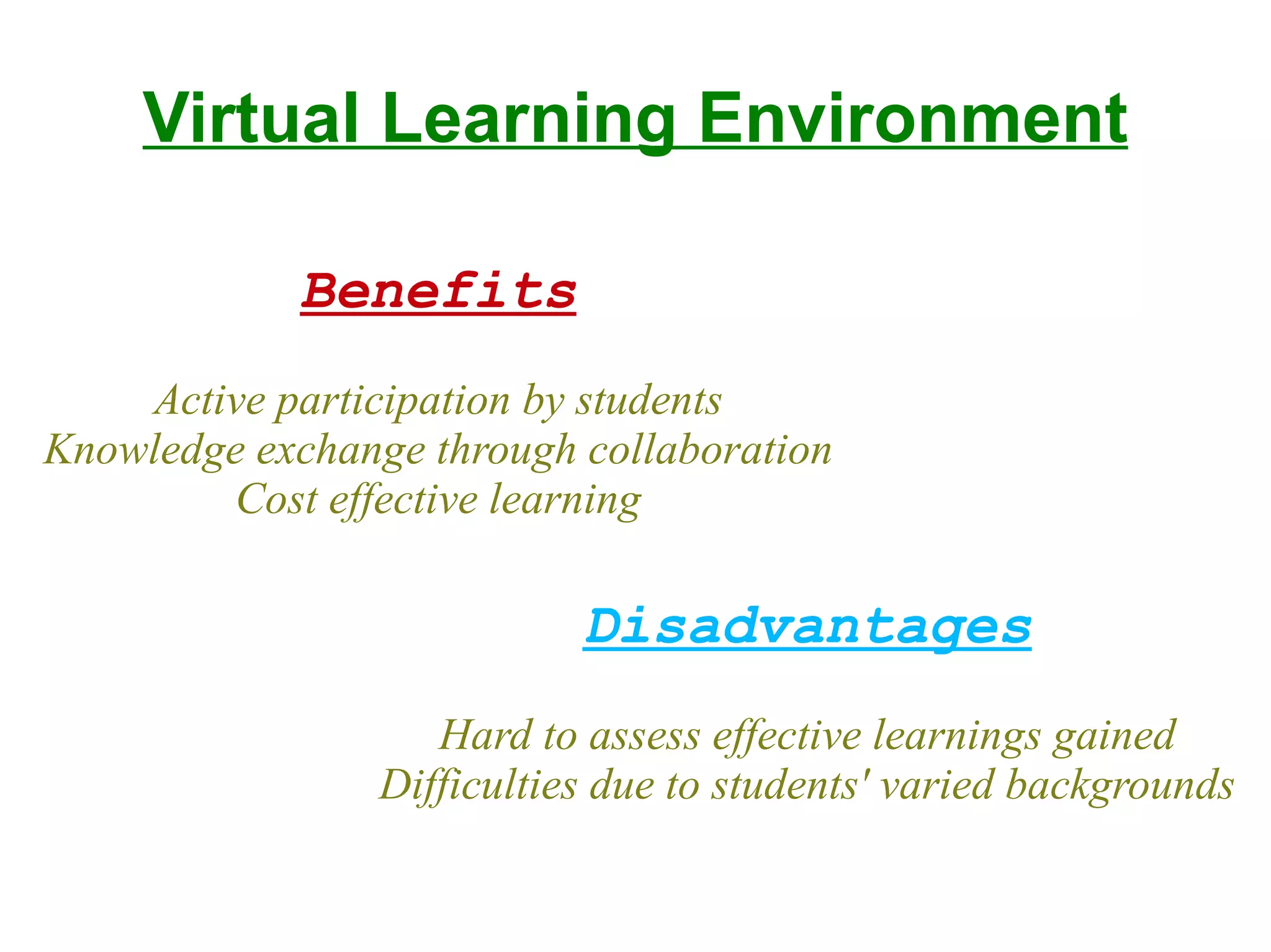 A Very Short Reflection on Virtual Learning Environment | PPT