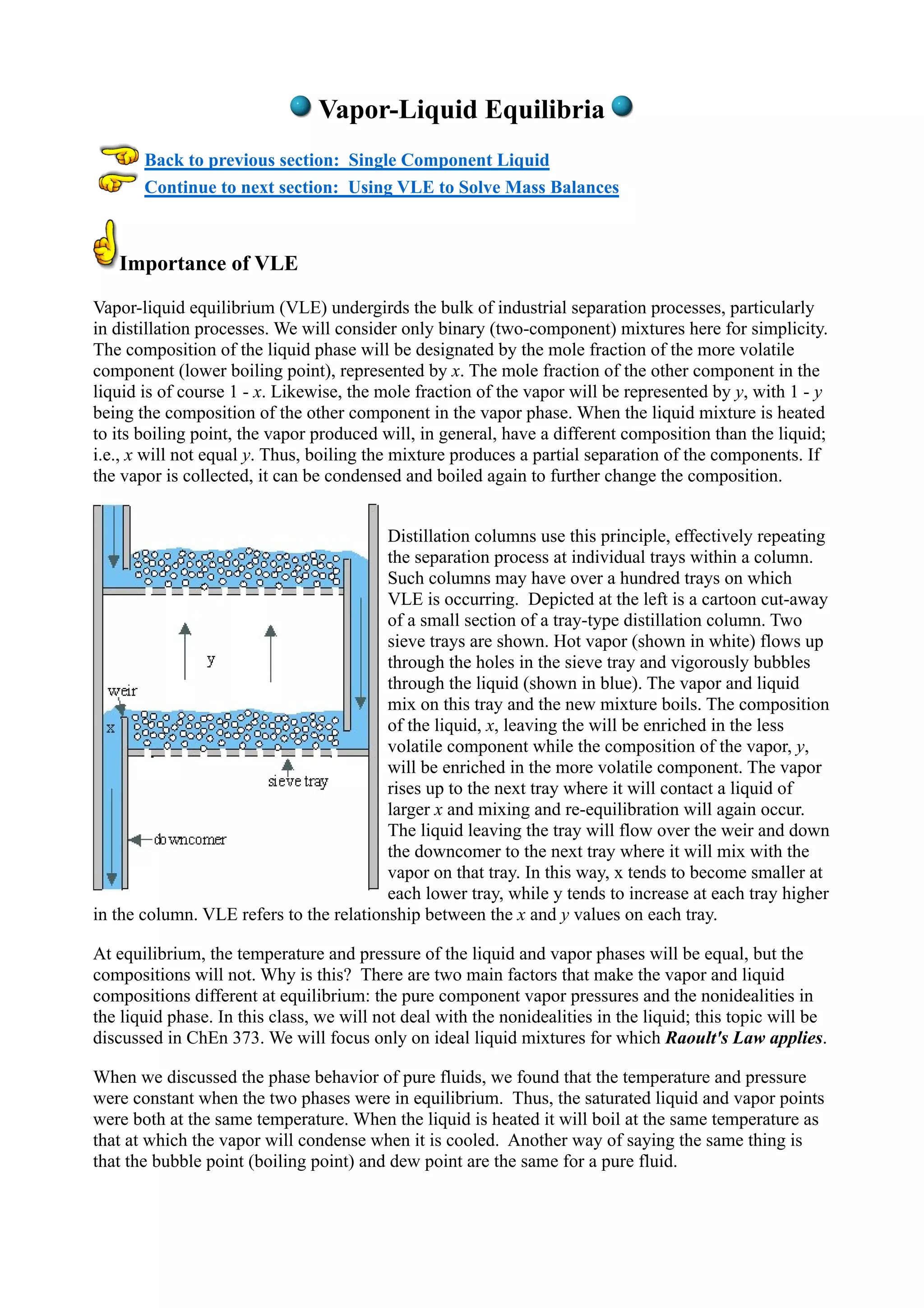 Vapour Liquid Equilibirium using digramatic representation | PDF