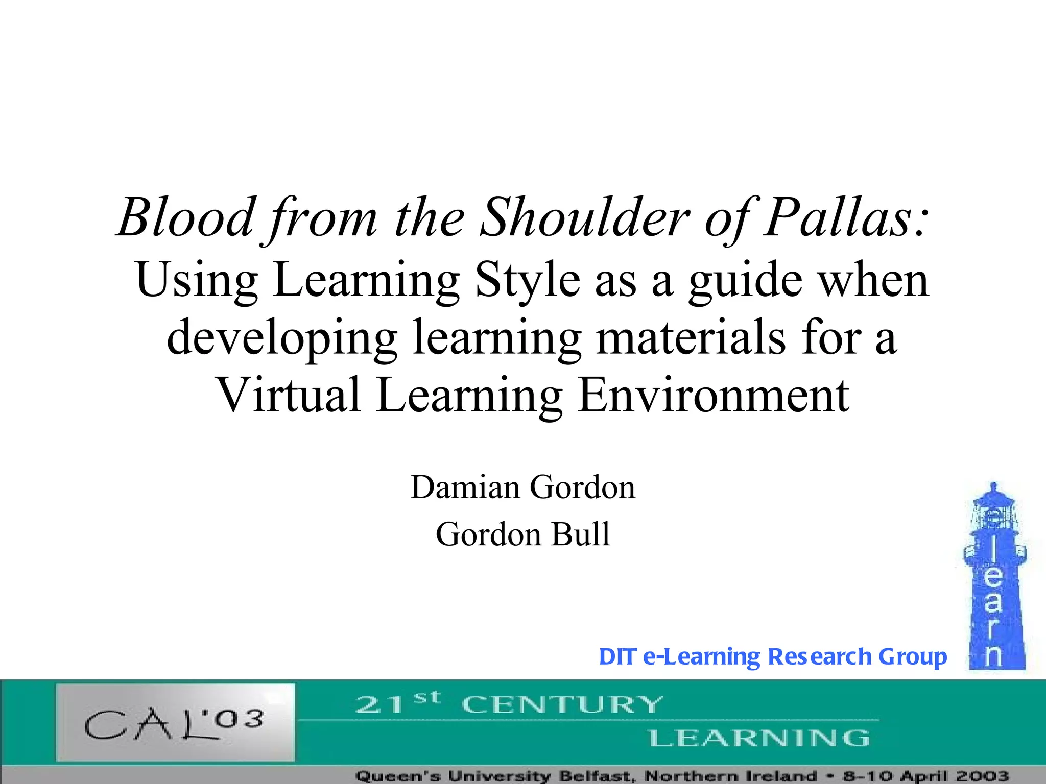 Learning Styles for Virtual Learning Environments | PPT