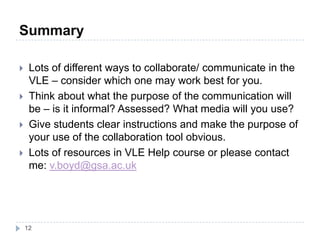 VLE collaboration tools | PPTX | Social Networking | Internet