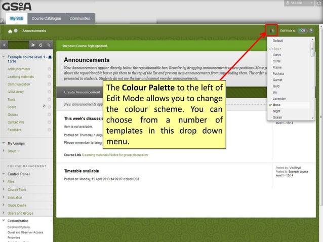 VLE GSA - How to customise your course | PPTX | Computing | Technology & Computing
