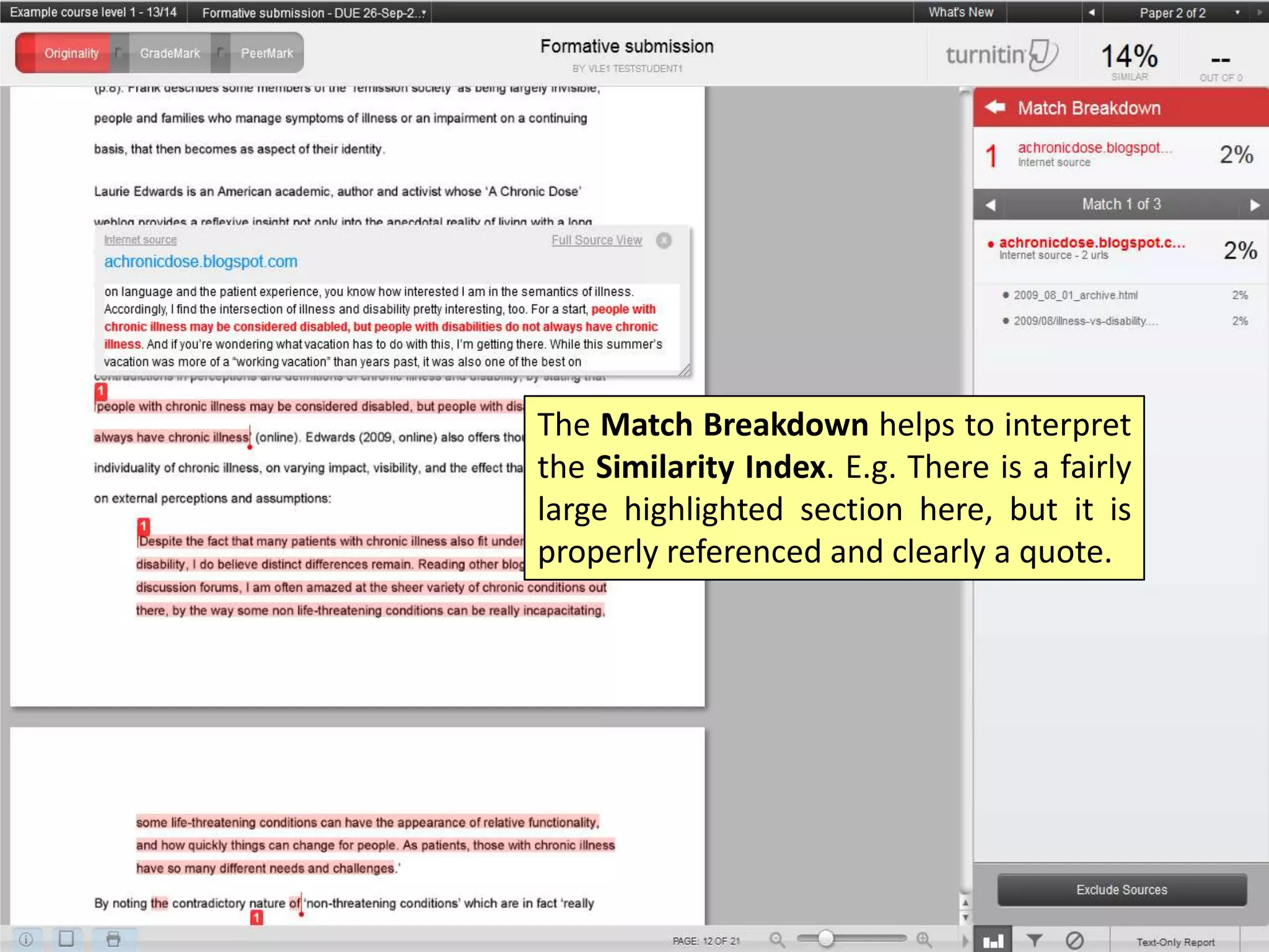 VLE GSA - How to interpret a Turnitin Originality Report | PPT