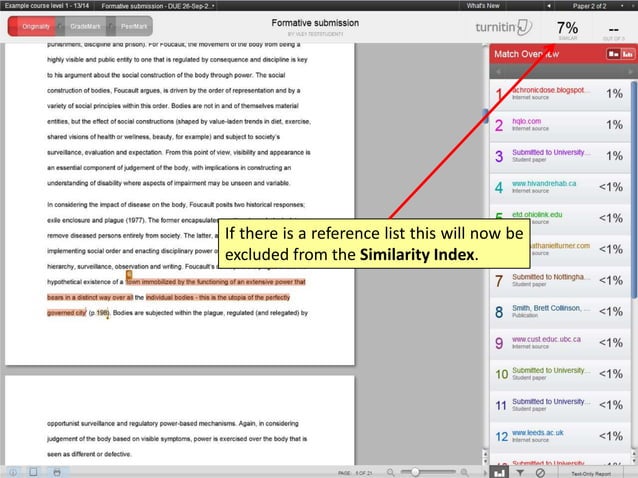 VLE GSA - How to interpret a Turnitin Originality Report | PPT