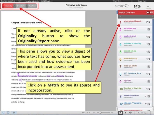 VLE GSA - How to interpret a Turnitin Originality Report | PPT