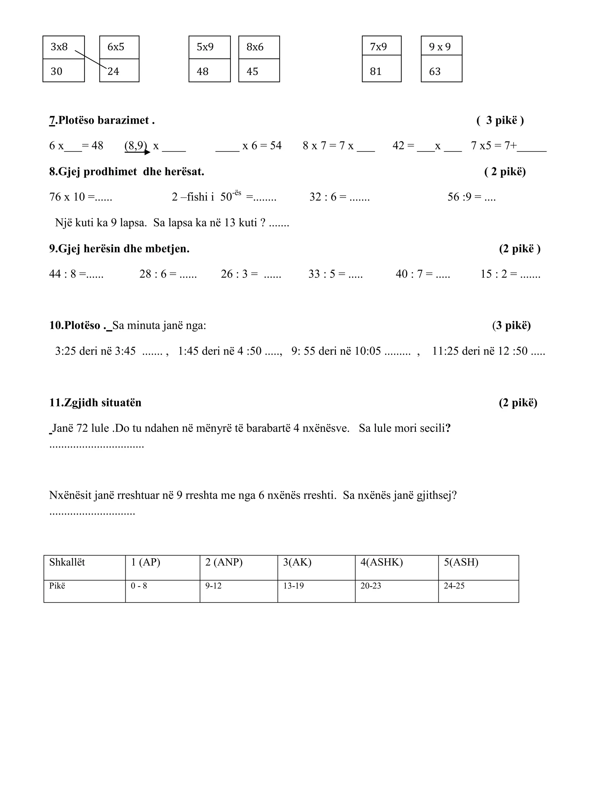 Vleresimi test-periudha-2-kl-3-2021 | PDF