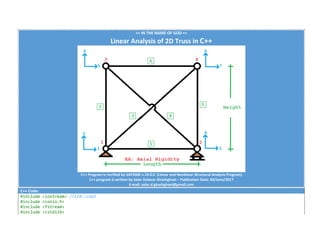 Linear analysis of 2 d truss in c++ | PDF