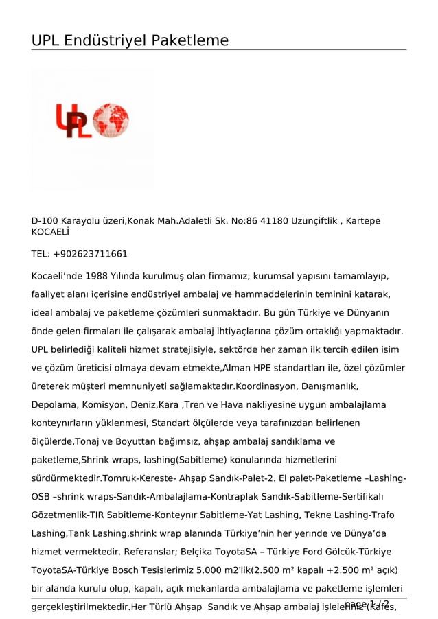 Upl endustriyel-paketleme | PDF