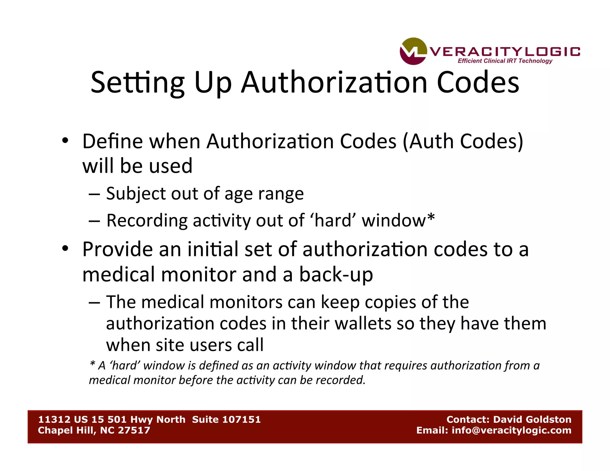 VL Presentation: Managing Protocol Deviation using Authorization Codes | PDF