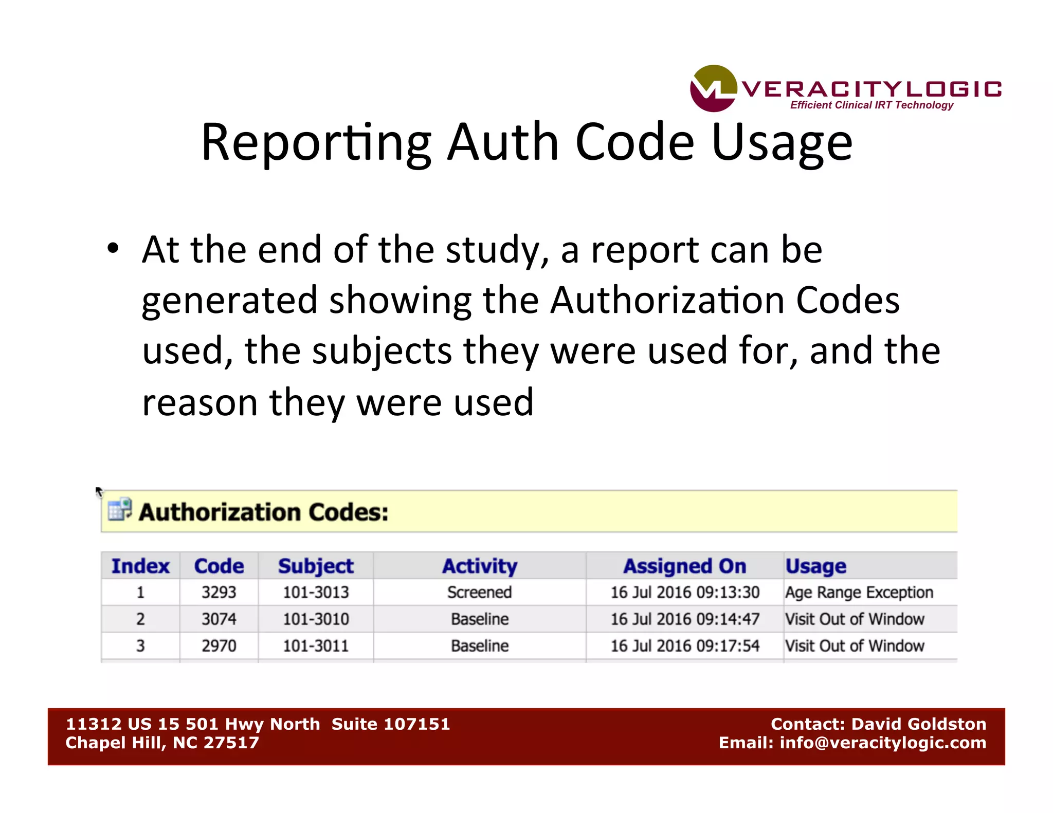 VL Presentation: Managing Protocol Deviation using Authorization Codes | PDF