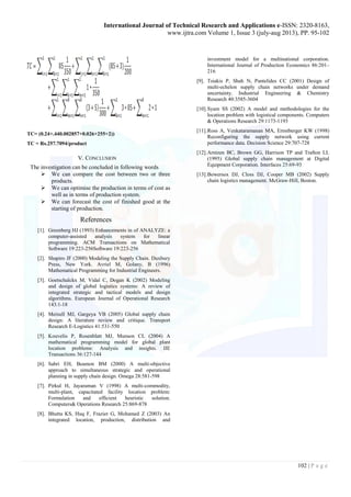 IMPROVEMENT OF SUPPLY CHAIN MANAGEMENT BY MATHEMATICAL PROGRAMMING ...