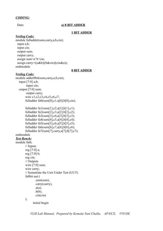 Vlsi lab manual exp:1 | PDF | Programming Languages | Computing