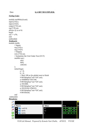 Vlsi lab manual exp:1 | PDF | Programming Languages | Computing