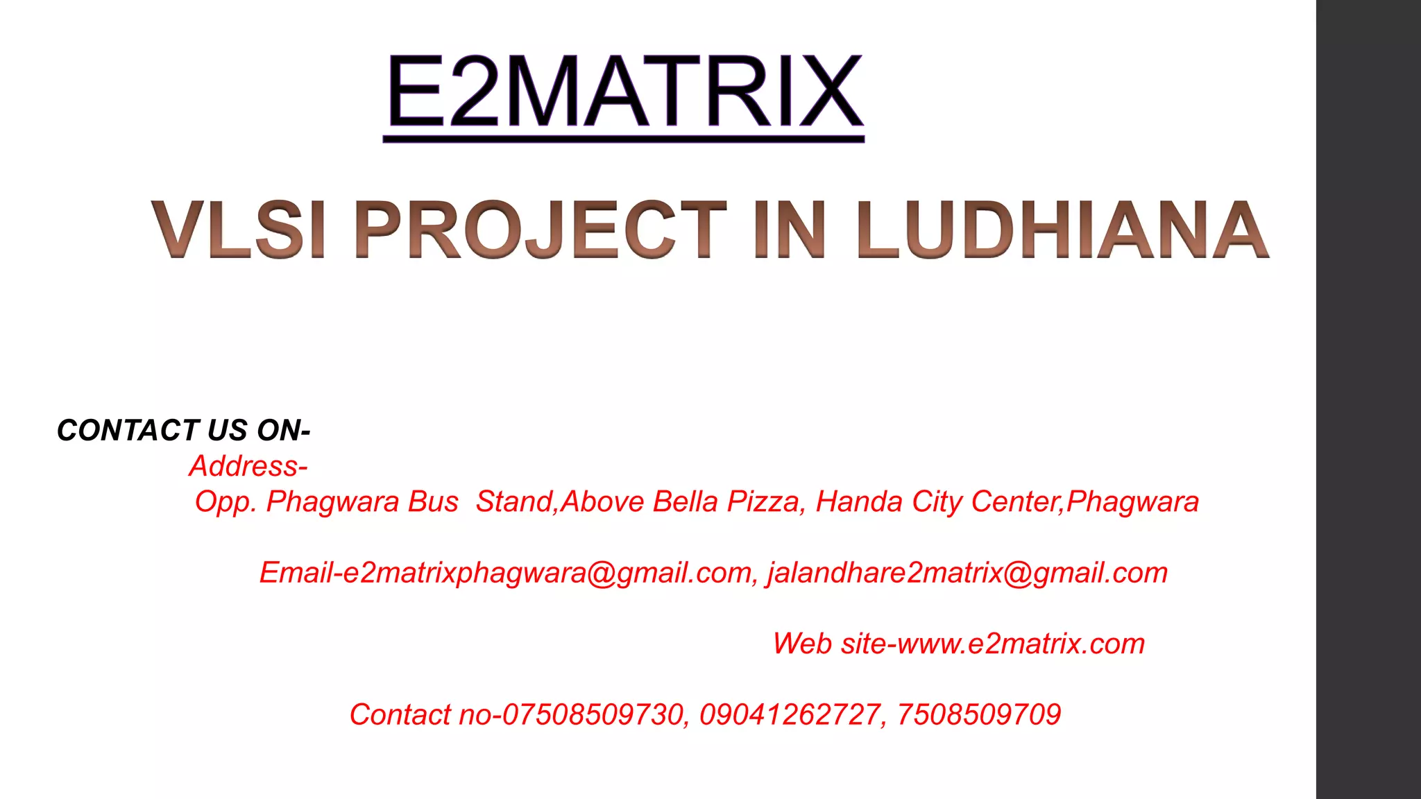 Vlsi final year project in ludhiana | PPT