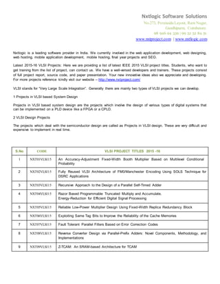 VLSI based final year project topics and ideas | DOCX