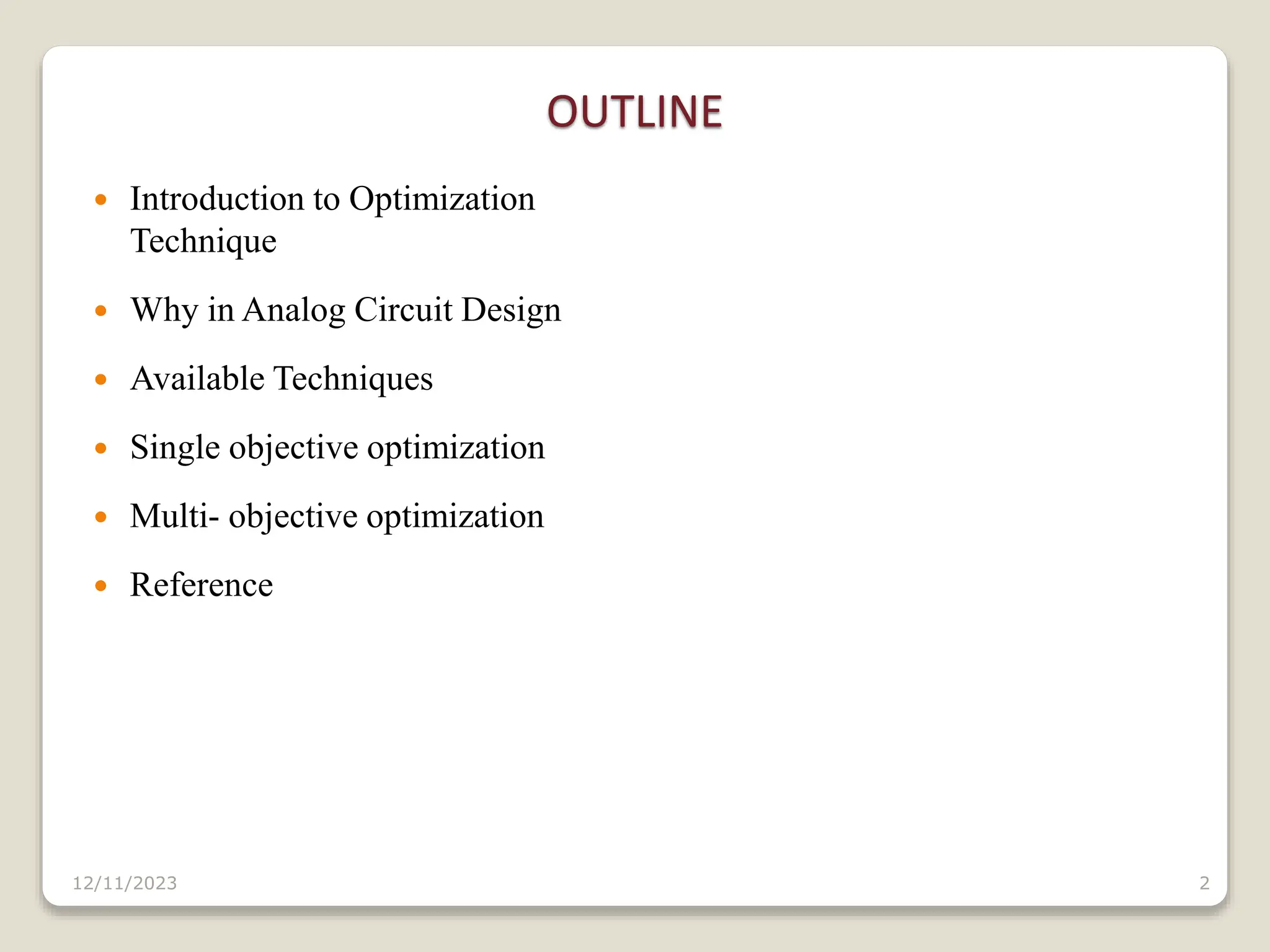 Analog VLSI Circuit optimization Technique .pptx