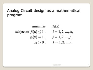 Analog VLSI Circuit optimization Technique .pptx